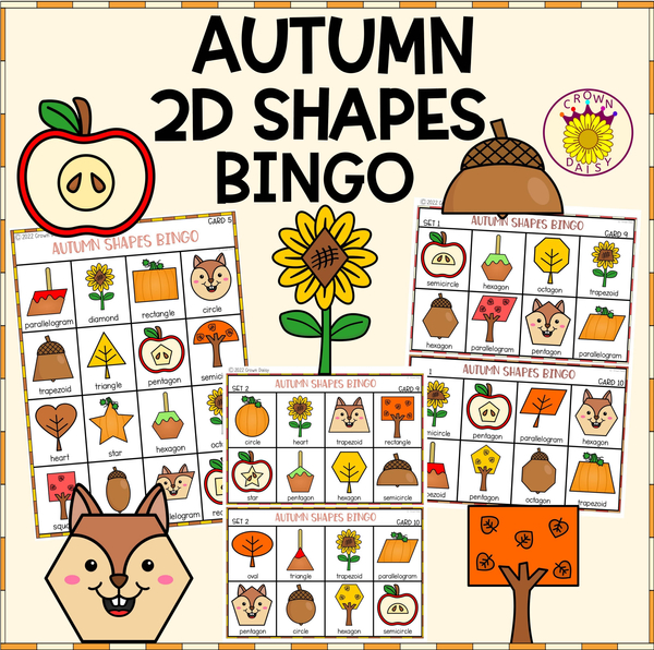 Autumn 2D Shapes Bingo Game | Made By Teachers
