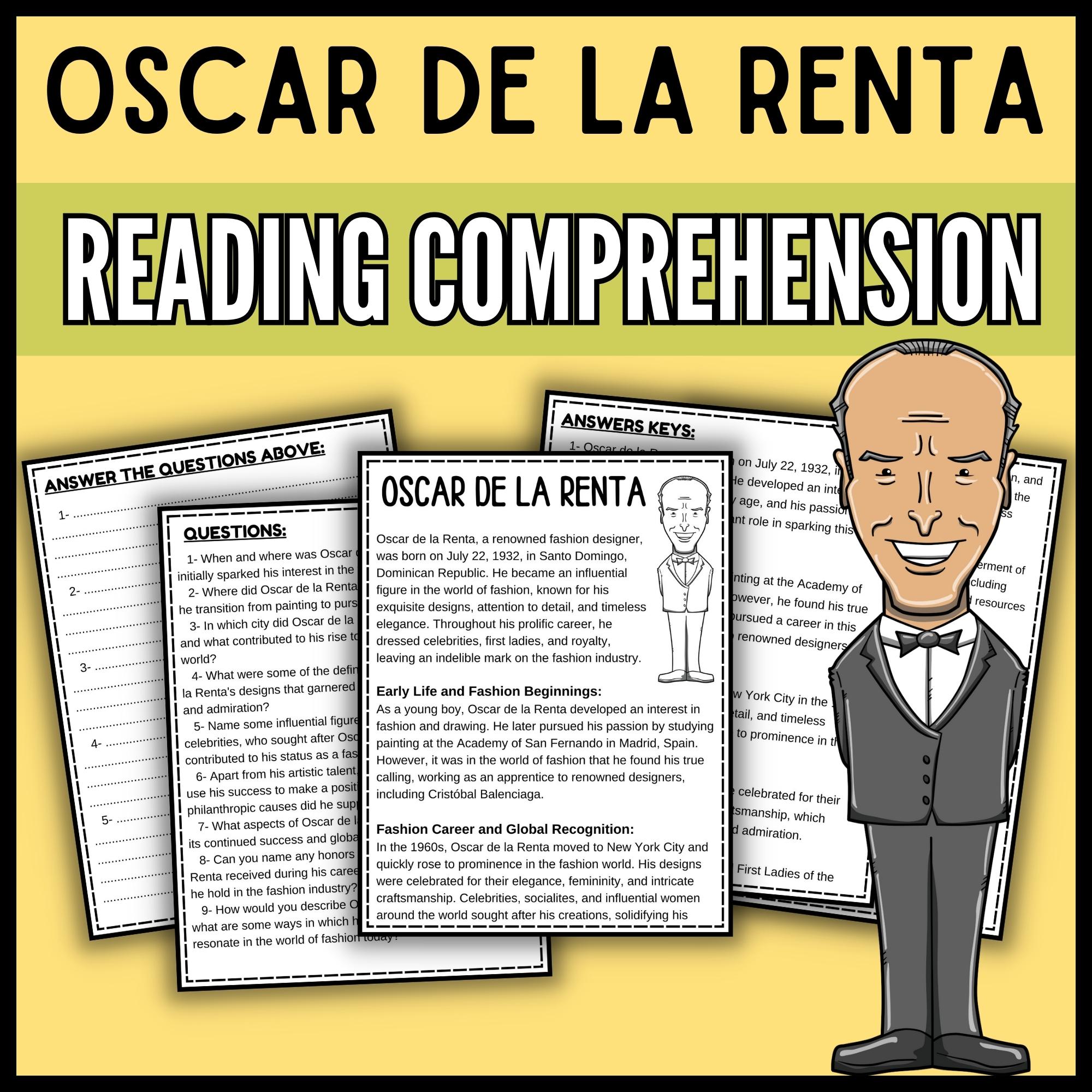 Oscar de la Renta Reading Comprehension Passage - Hispanic Heritage ...