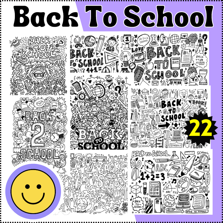 Back To School Doodle Coloring Pages-Fun Packet Worksheets-Busy Work ...