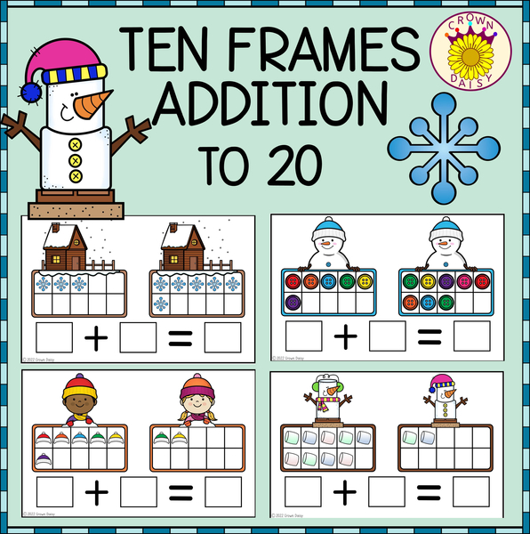 Addition to 20 with Ten Frames for Winter | Made By Teachers