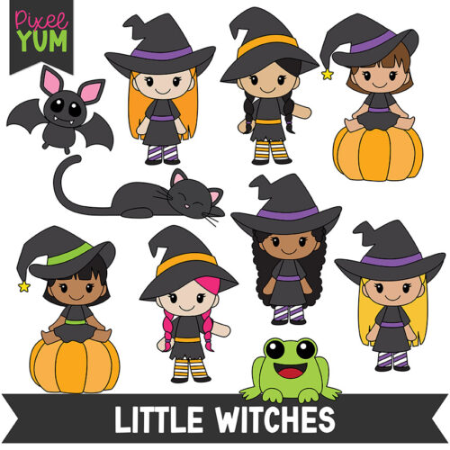 Little Witches Clipart - Commercial Use OK | Made By Teachers
