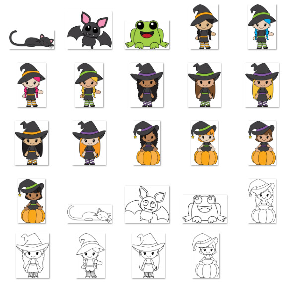 Little Witches Clipart - Commercial Use OK | Made By Teachers