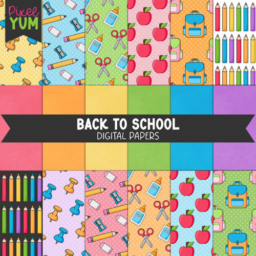 Back to School Clipart and Digital Paper Bundle - Commercial Use OK ...