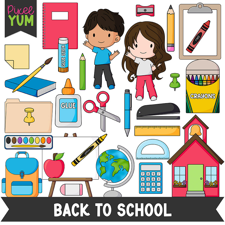 Back to School Clipart and Digital Paper Bundle - Commercial Use OK ...