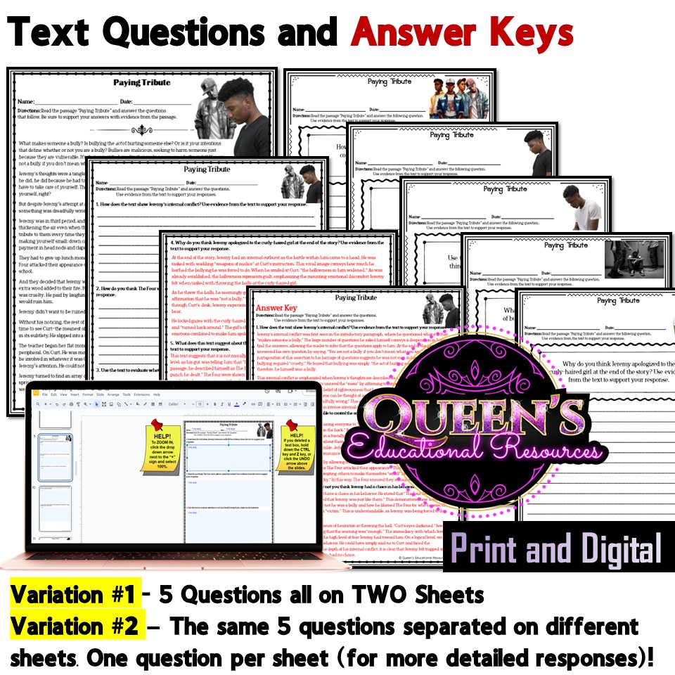 Bullying Reading Passage and Activities | Bullying | Anti bullying ...