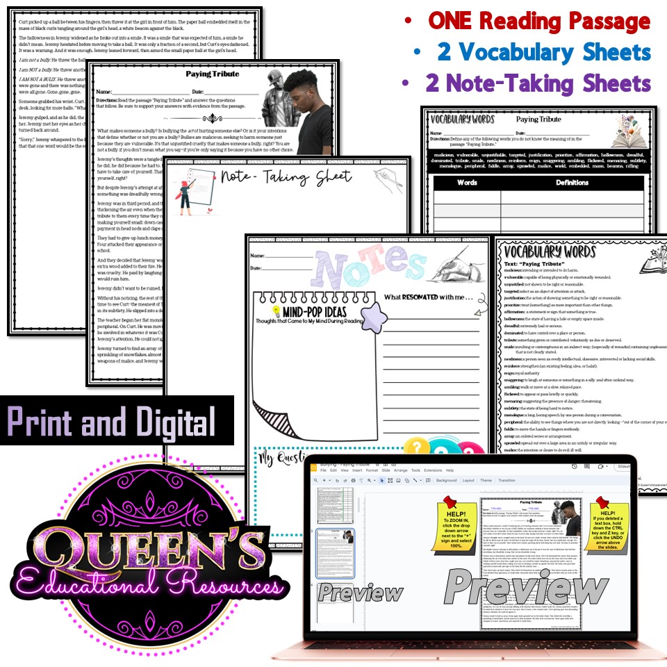 Bullying Reading Passage and Activities | Bullying | Anti bullying ...