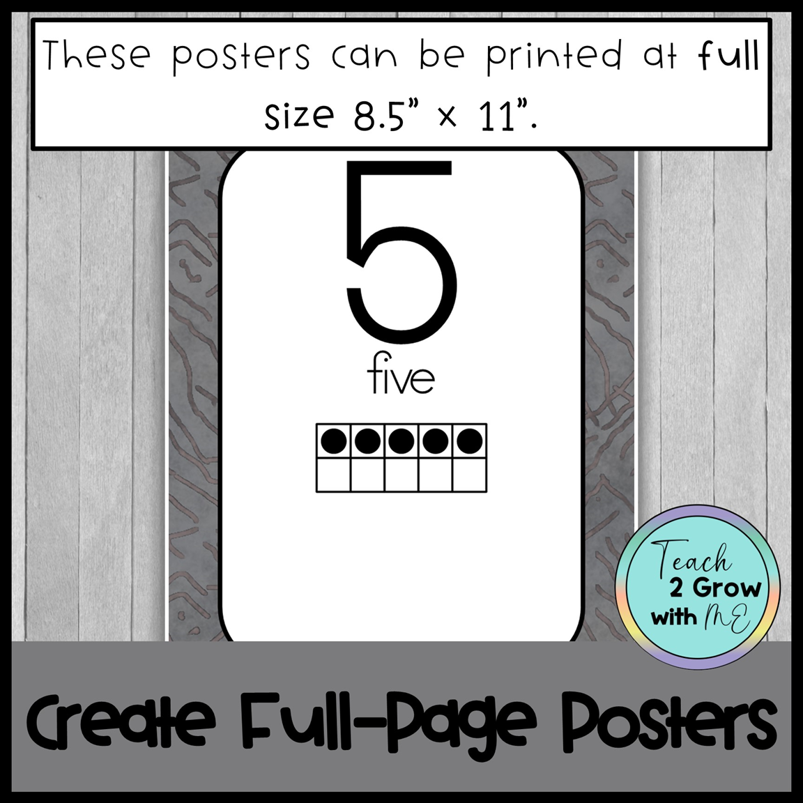 Number Posters 0-30 with Ten Frames Zoo Animal Elephant Print Classroom ...