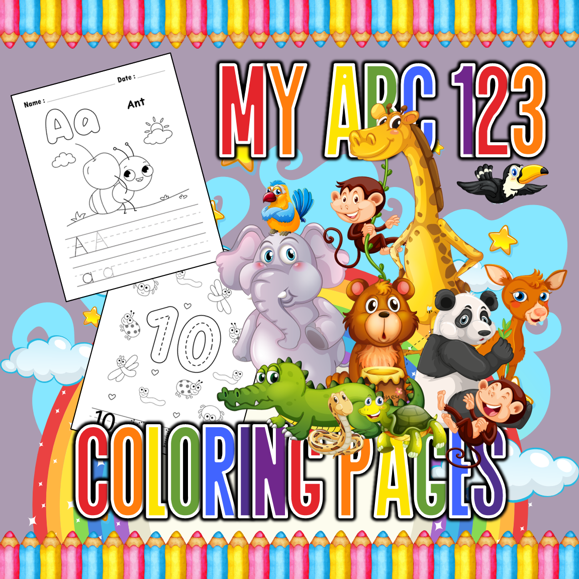 Alphabet and Numbers Animals Coloring Pages | Made By Teachers