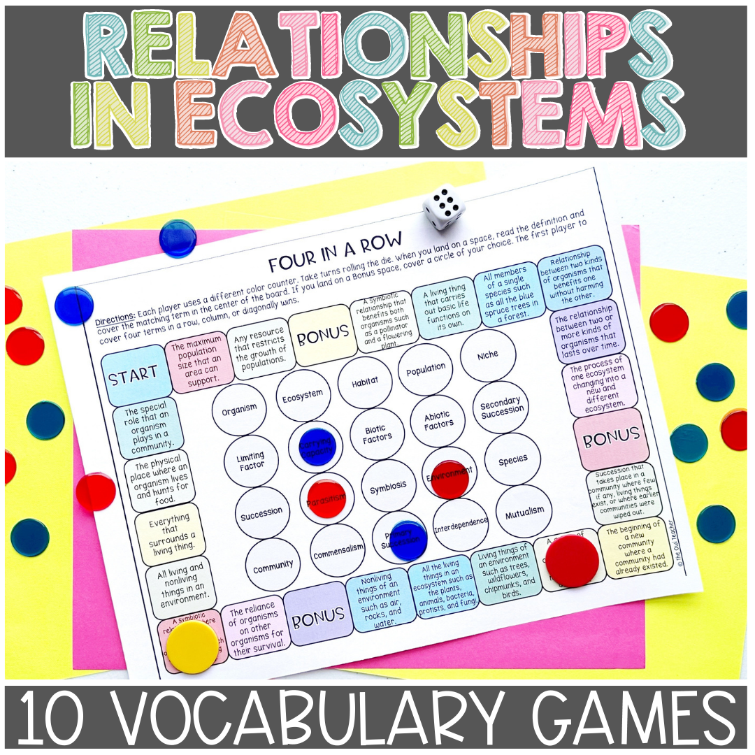 Relationships in Ecosystems Science Vocabulary Games | Made By Teachers