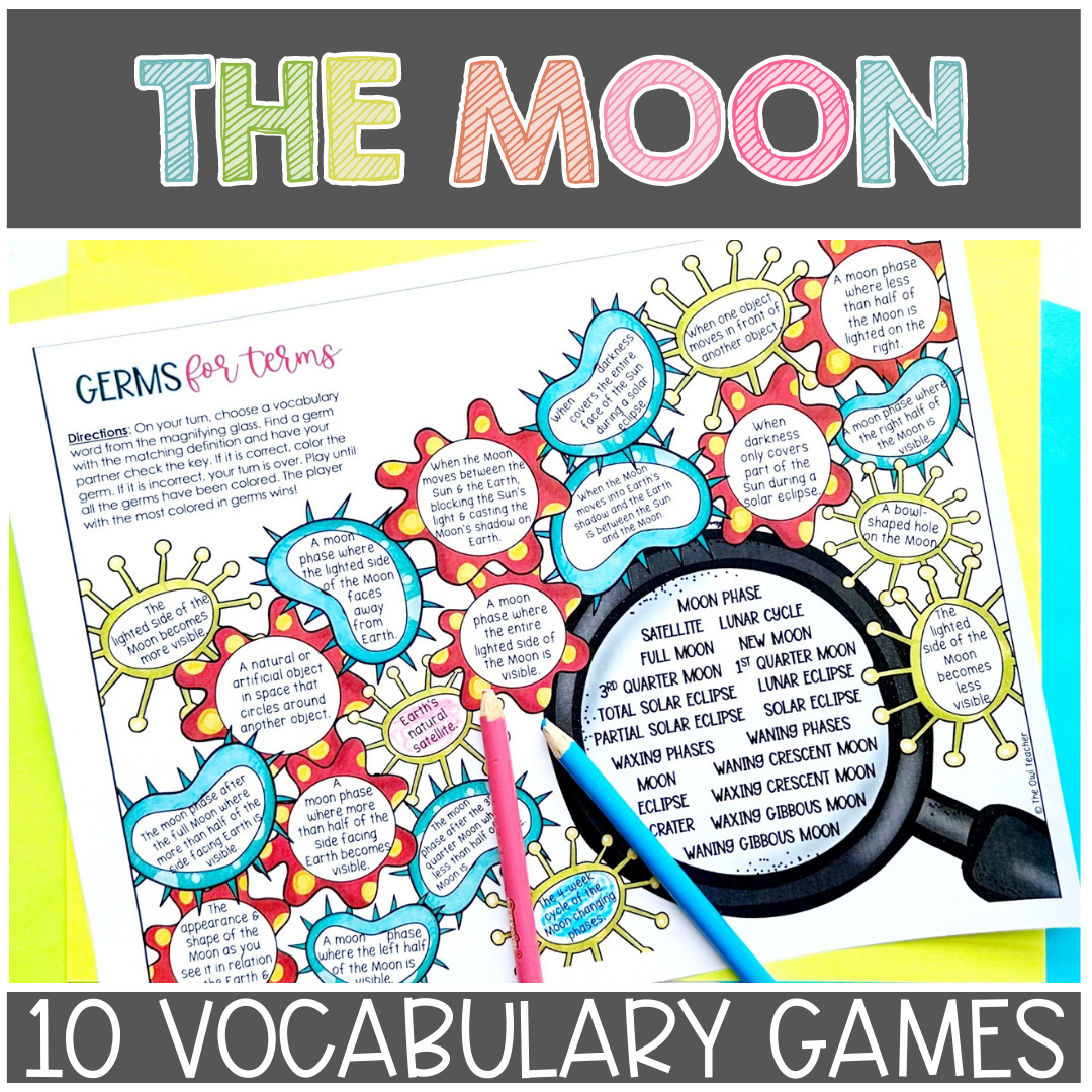 Moon and Moon Phases Science Vocabulary Games | Made By Teachers