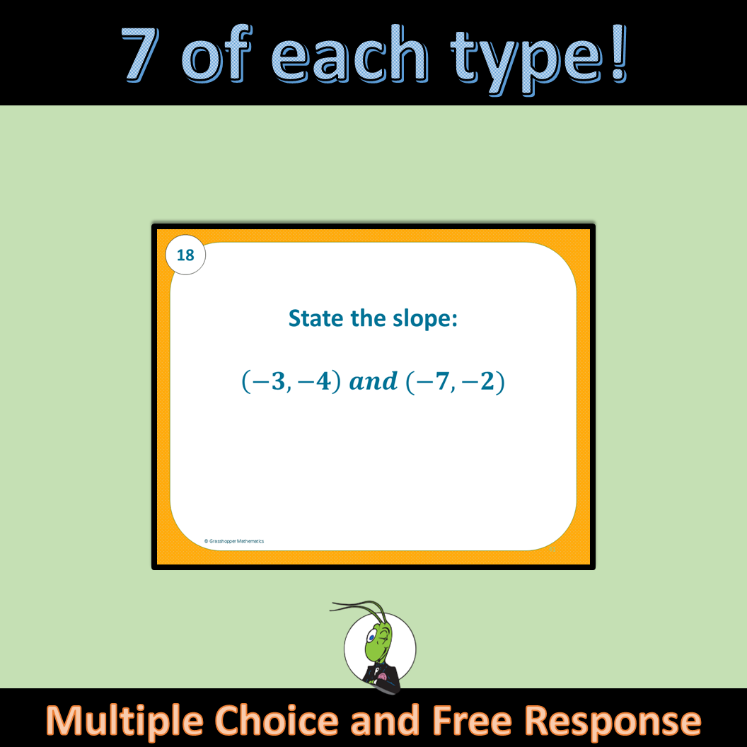 Slope Given Graph, Slope Intercept Form and 2 Points | Boom Task Cards ...
