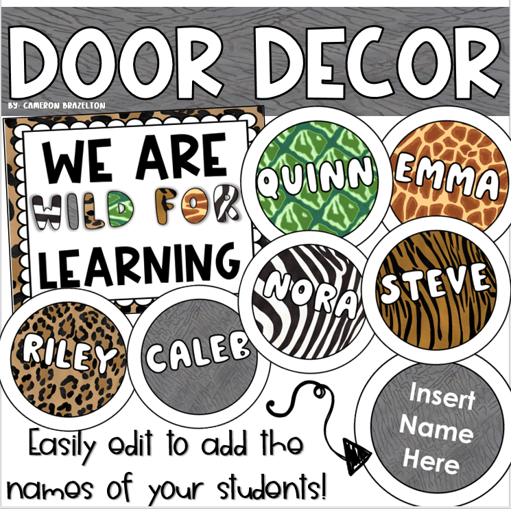 Back to School Door Display Bulletin Board Decoration Animal Print ...
