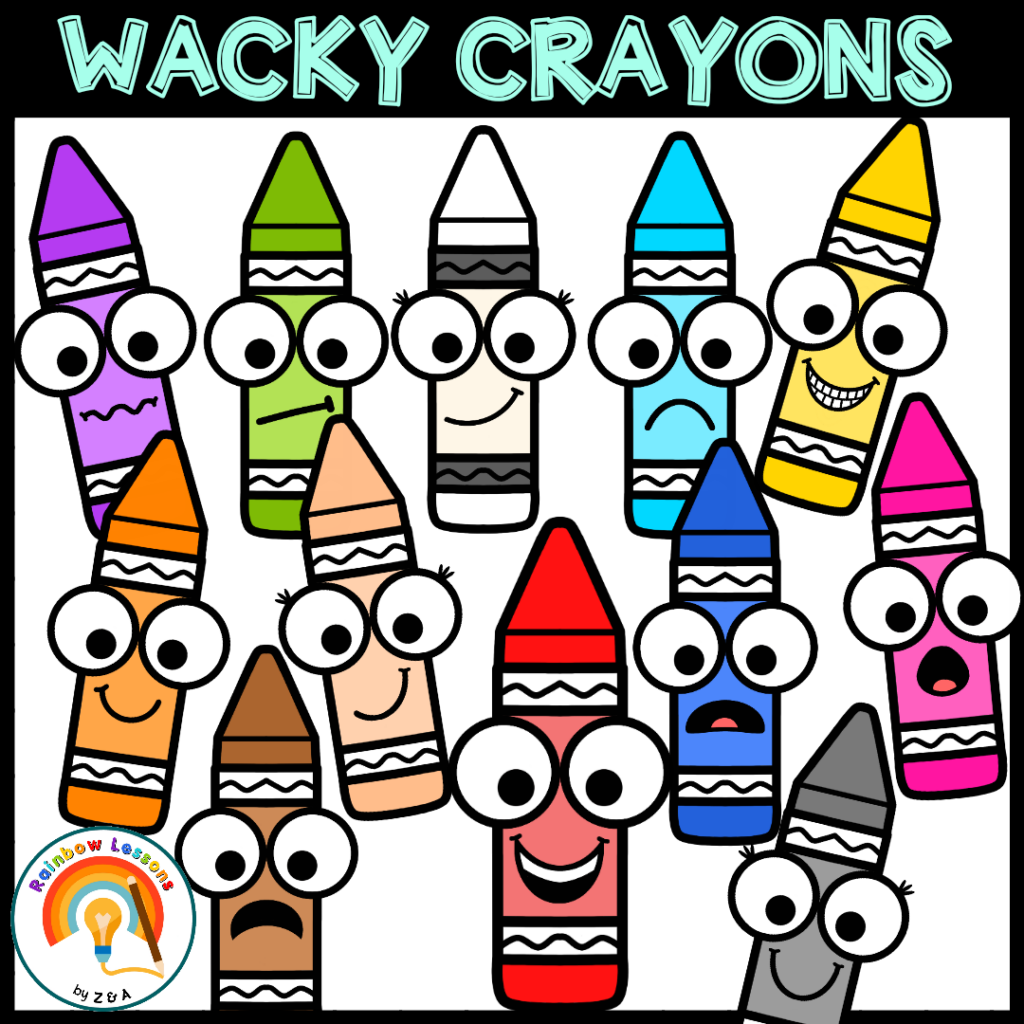 Crayons Faces Clip Art | Crayons Emotions Cliparts | Wacky Crayons ...