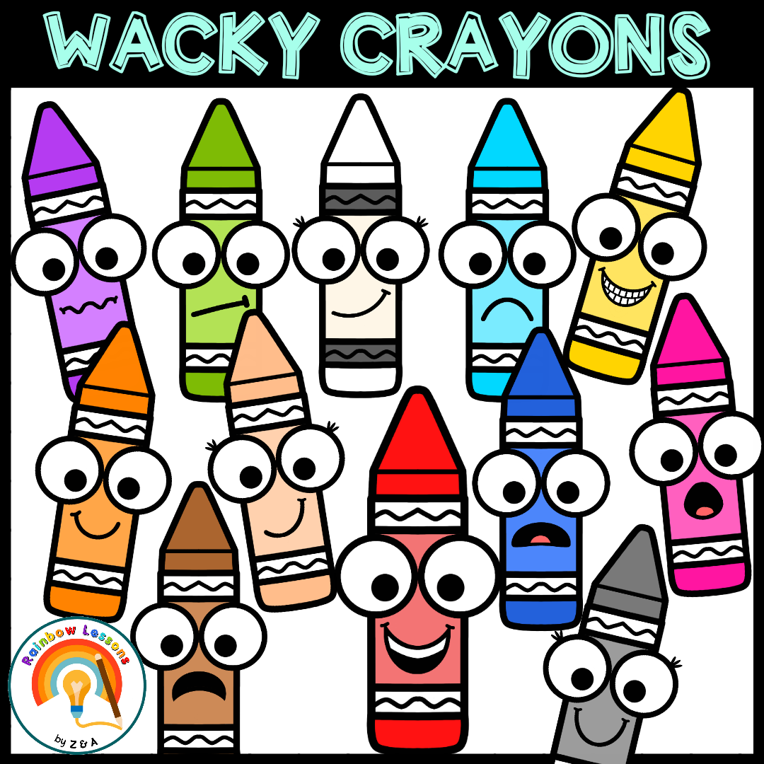 Crayons Faces Clip Art | Crayons Emotions Cliparts | Wacky Crayons ...