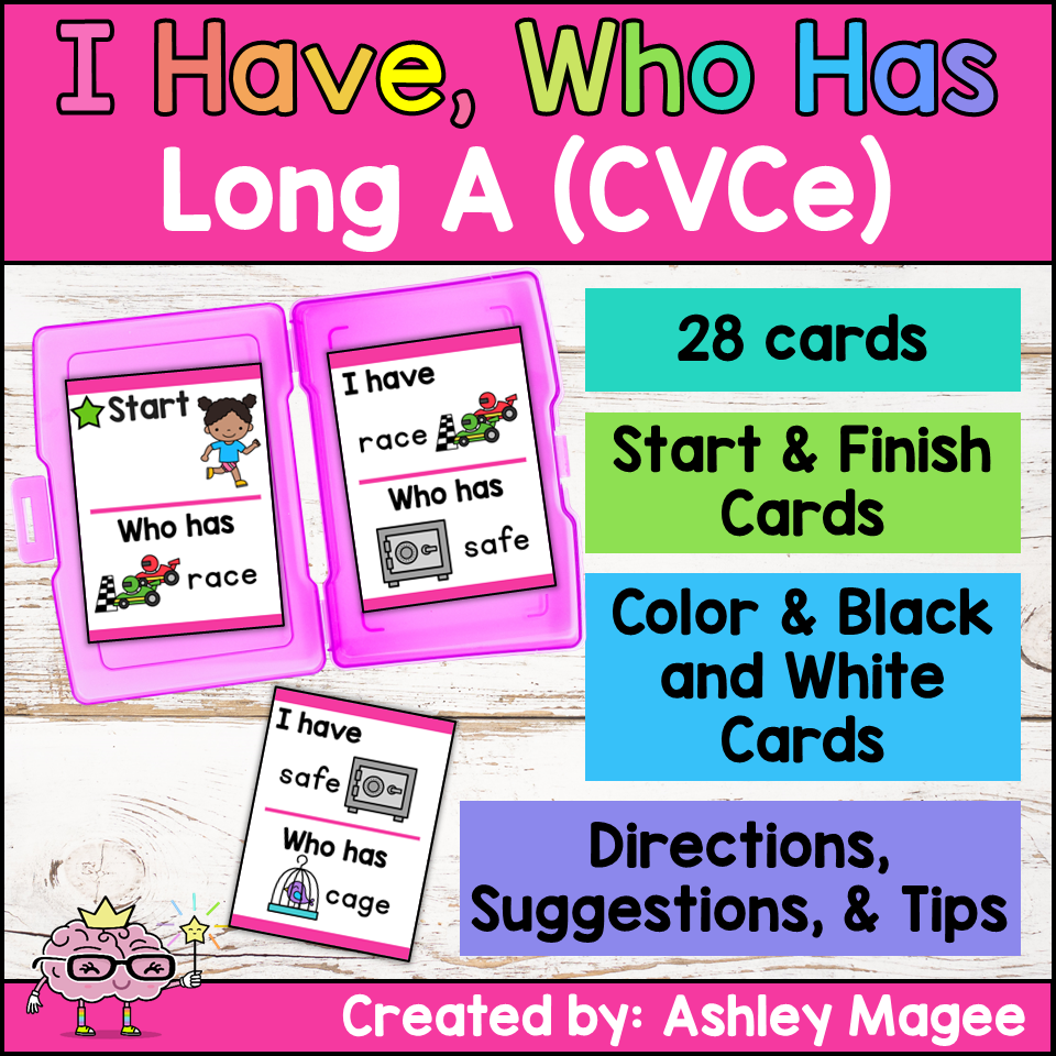 I Have Who Has Long A Words (CVCe) Phonics Game Activity for Practice ...