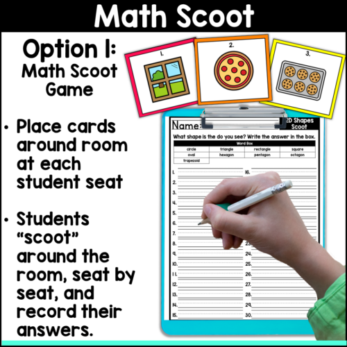 Math Scoot! 2D Shape Activity Game Center Identify Real World Shapes ...