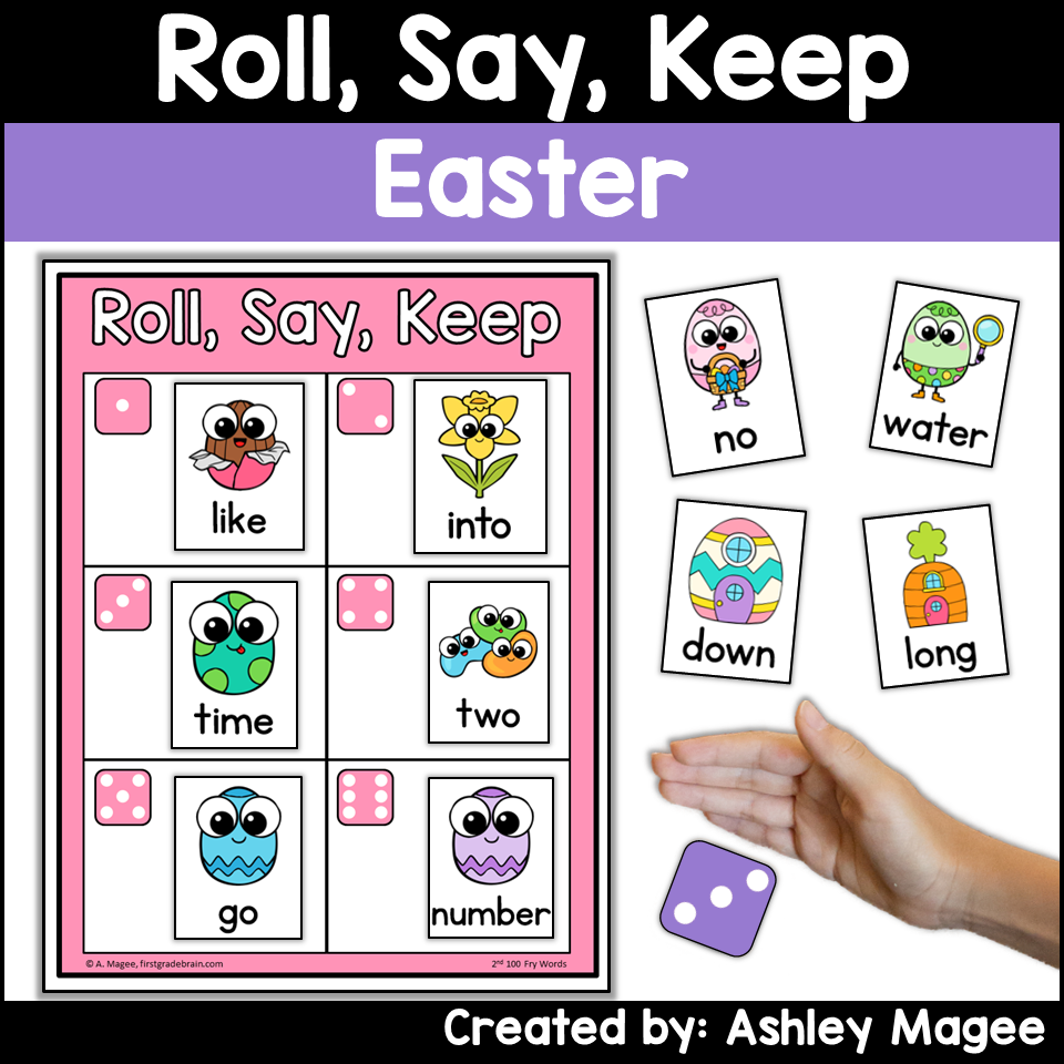Easter Sight Word Activity Roll Say Keep Game with First 300 Words ...