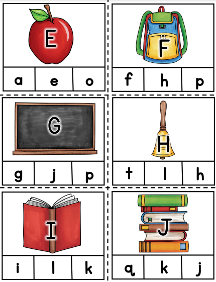 Back to School Alphabet Clip Cards | Made By Teachers