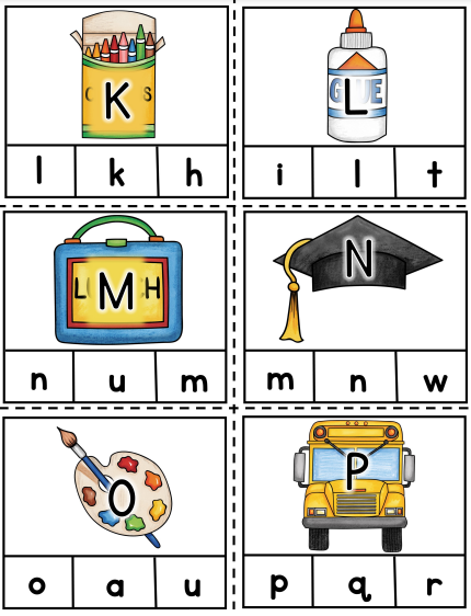Back to School Alphabet Clip Cards | Made By Teachers