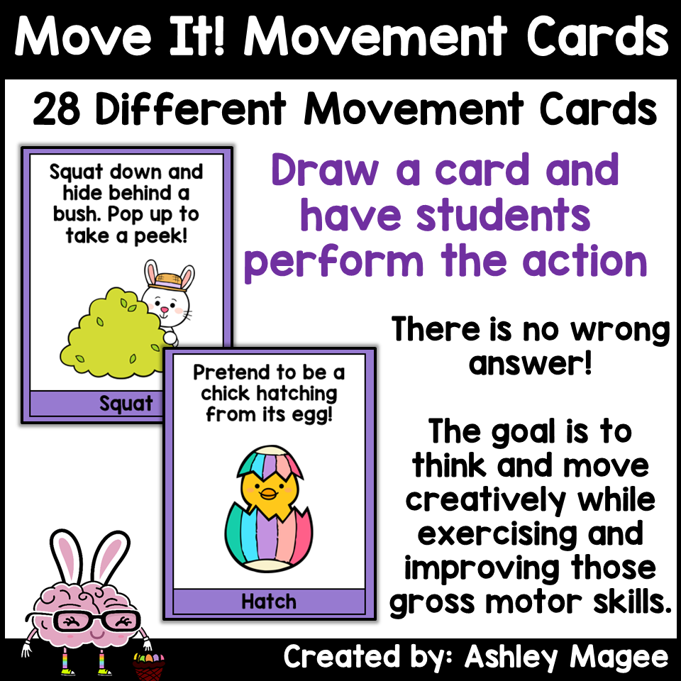 Move It! Movement Cards Easter themed Brain Breaks for Gross Motor ...