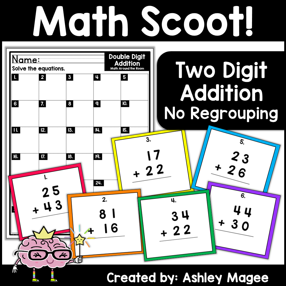 Math Scoot! Double Digit Addition Without Regrouping Activity Task Card ...