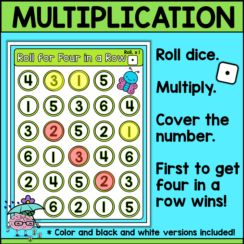 Spring Four in a Row Multiplication Game Math Center Activity Roll and ...