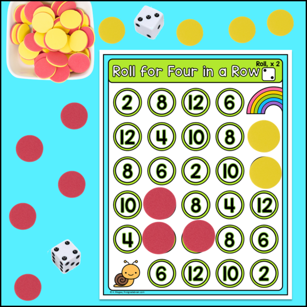 Spring Four in a Row Multiplication Game Math Center Activity Roll and ...