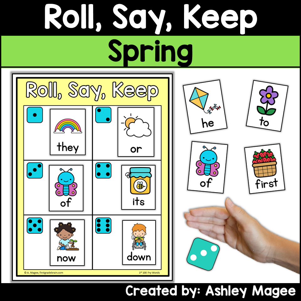 Spring Sight Word Activity Roll Say Keep Game with First 300 Words ...