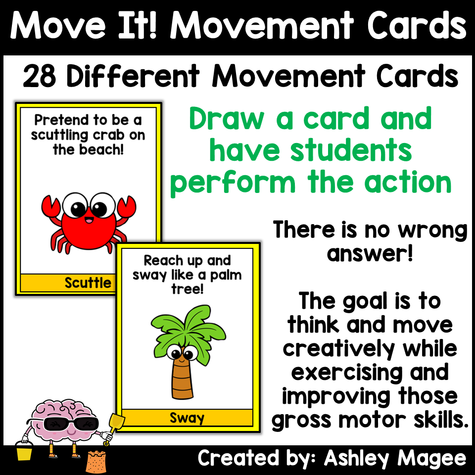 Move It! Movement Cards Summer End of Year Themed Brain Breaks for ...
