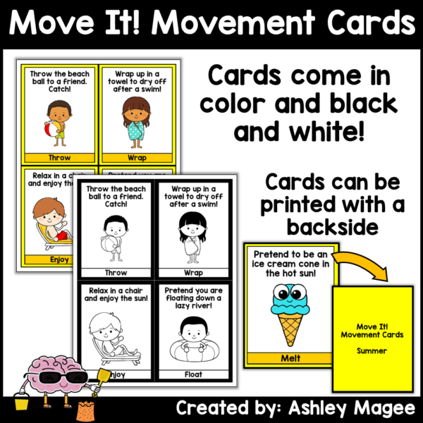 Move It! Movement Cards Summer End of Year Themed Brain Breaks for ...