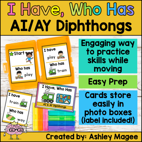 I Have Who Has AI/AY Diphthong Digraph Vowel Team Word Game for ...