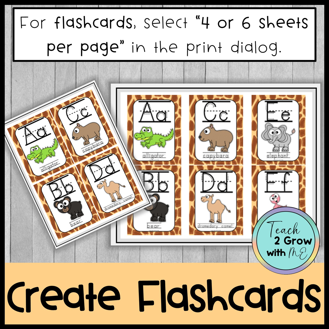 Alphabet Posters Zoo Animals A-Z with Giraffe Print Border Classroom ...