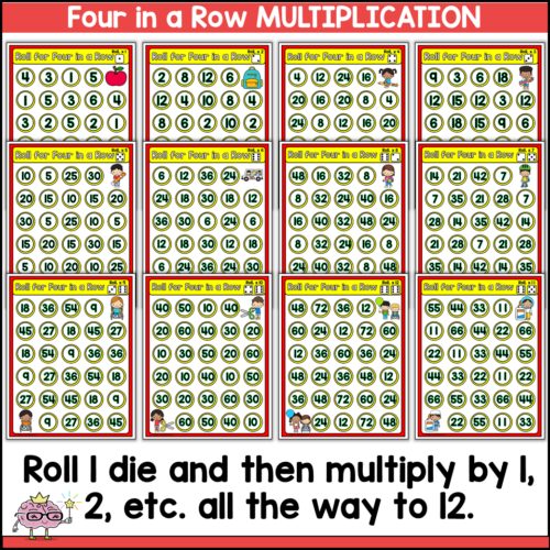 Back to School Four in a Row Multiplication Game Math Center Activity ...