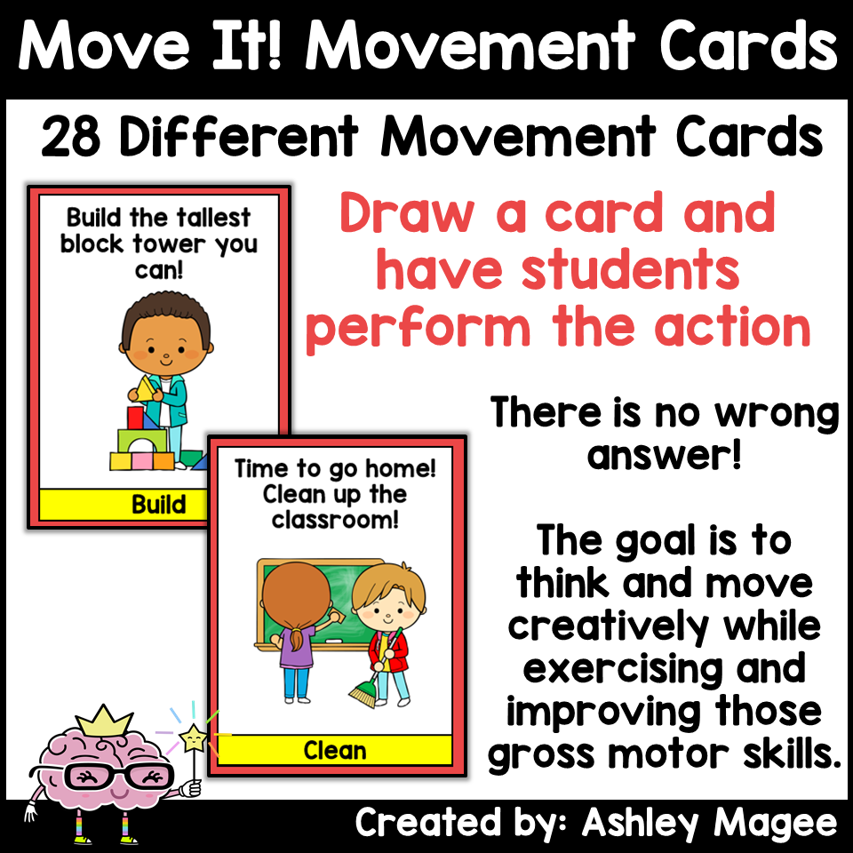 Move It! Movement Cards Back to School Themed Brain Breaks for Gross ...