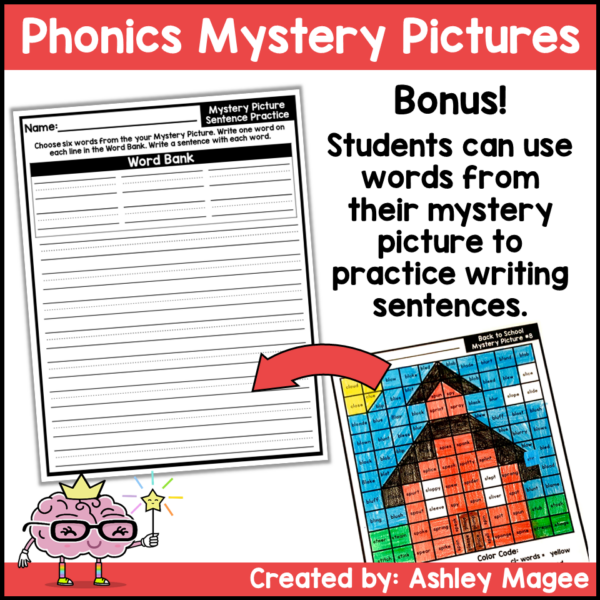 Back to School Phonics Mystery Pictures Short, Long Vowels, Blends ...
