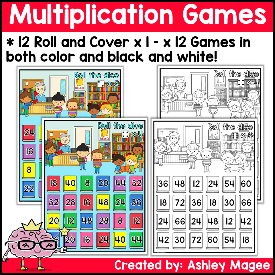 Back to School Multiplication Math Games: 1-12 Practice Activity Center ...