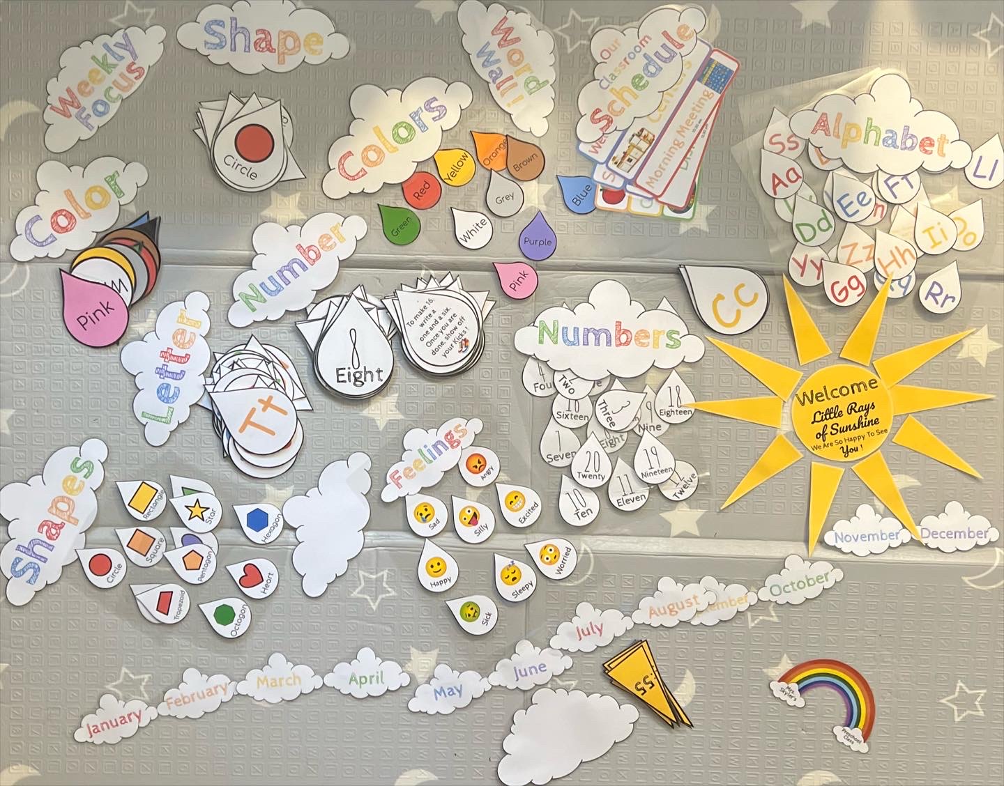 Clouds and Rainbows Classroom Display Full Bundle! 131 Slides! | Made ...