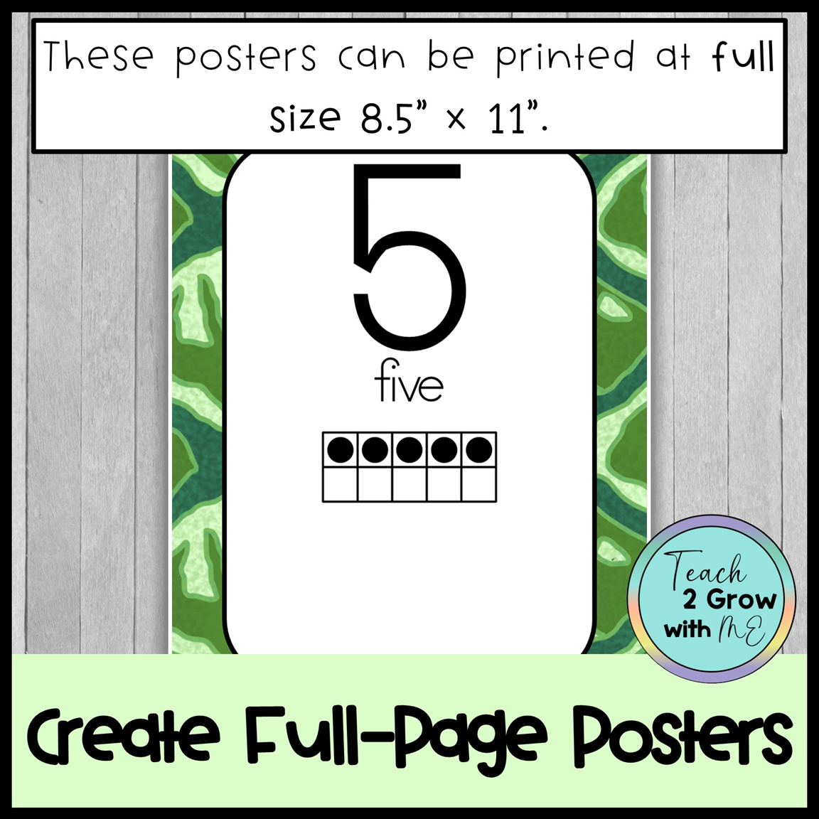 Number Posters 0-30 with Ten Frames Zoo Animal Snake Print Classroom ...
