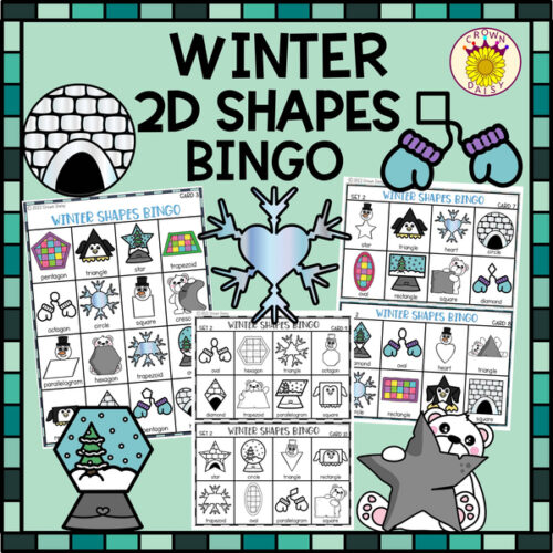 2D Shapes Bingo Game for Winter | Made By Teachers