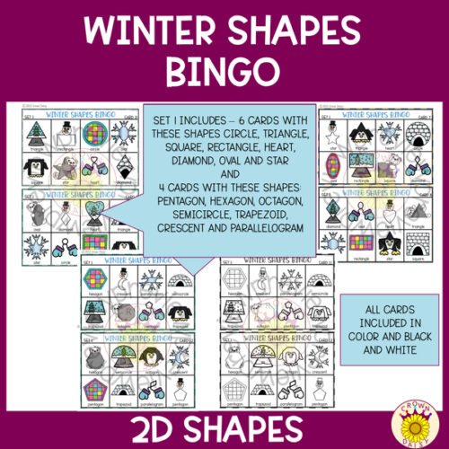 2D Shapes Bingo Game for Winter | Made By Teachers