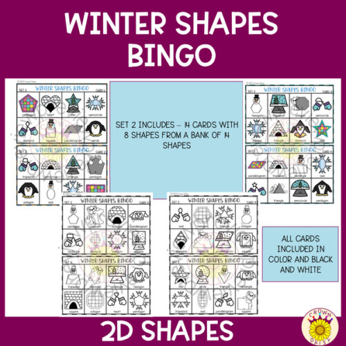 2D Shapes Bingo Game for Winter | Made By Teachers