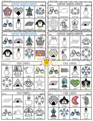 2D Shapes Bingo Game for Winter | Made By Teachers