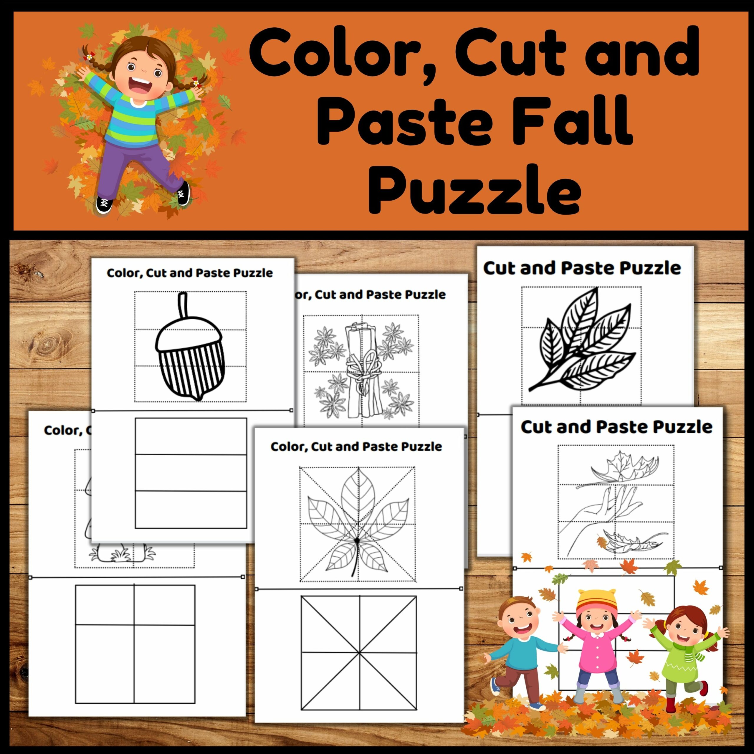 Autumn Fine Motor Puzzles - Color, Match, and Glue Activities Pre-K and ...