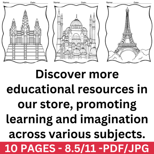 Historical Monuments Coloring Pages for Kids: 10 World Wonders to Color ...