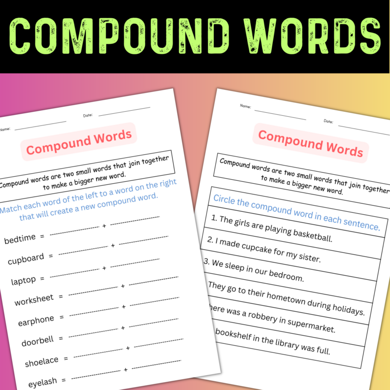 Printable Grammar Compound Words Worksheets and Activities for grade 1 ...