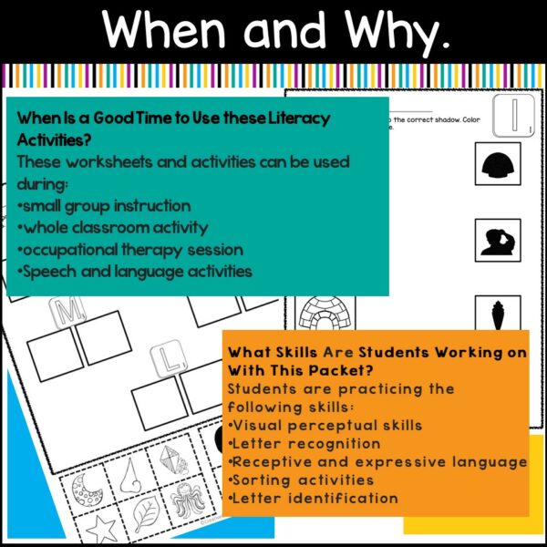 ABC Shadow Matching Kindergarten Literacy Activities and Worksheets ...