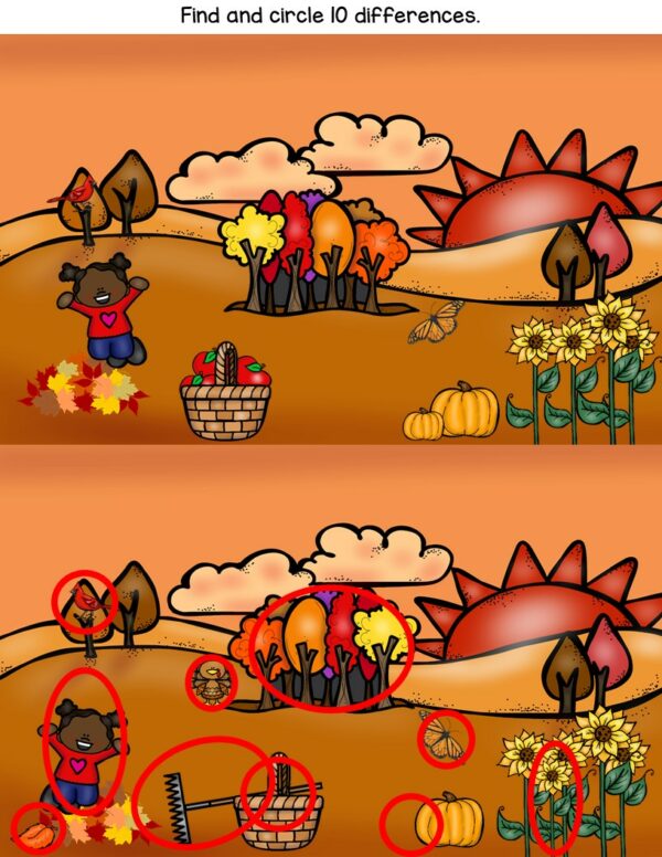 Visual Perception Spot the Difference Fall Occupational Therapy ...