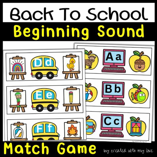 Back To School Beginning Sound Match Game, Back to School Alphabet ...