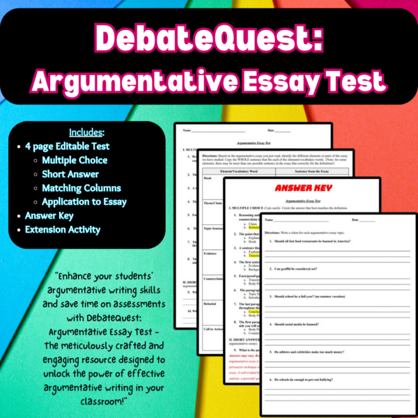 DebateQuest: Argumentative Essay Test | Made By Teachers