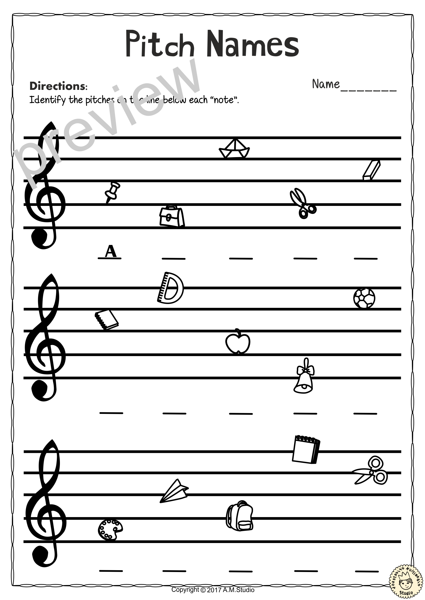 Treble Clef Note Name Worksheets | Back to School | Made By Teachers